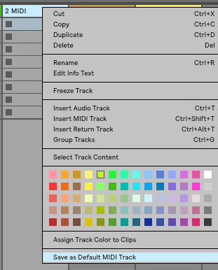 Using defaults – Ableton