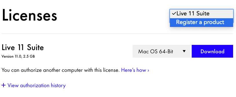 Registering a product – Ableton